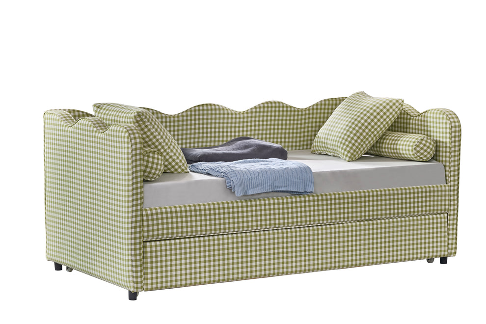 The Lochlan Trundle Bed - Wavy Green Gingham PRE ORDER – Posie and Penn